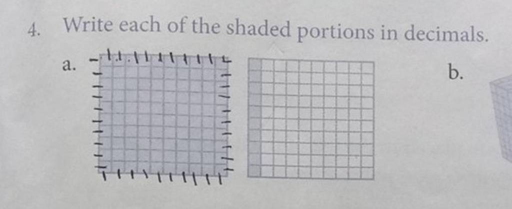 4. Write each of the shaded portions in decimals. a. b. | Filo