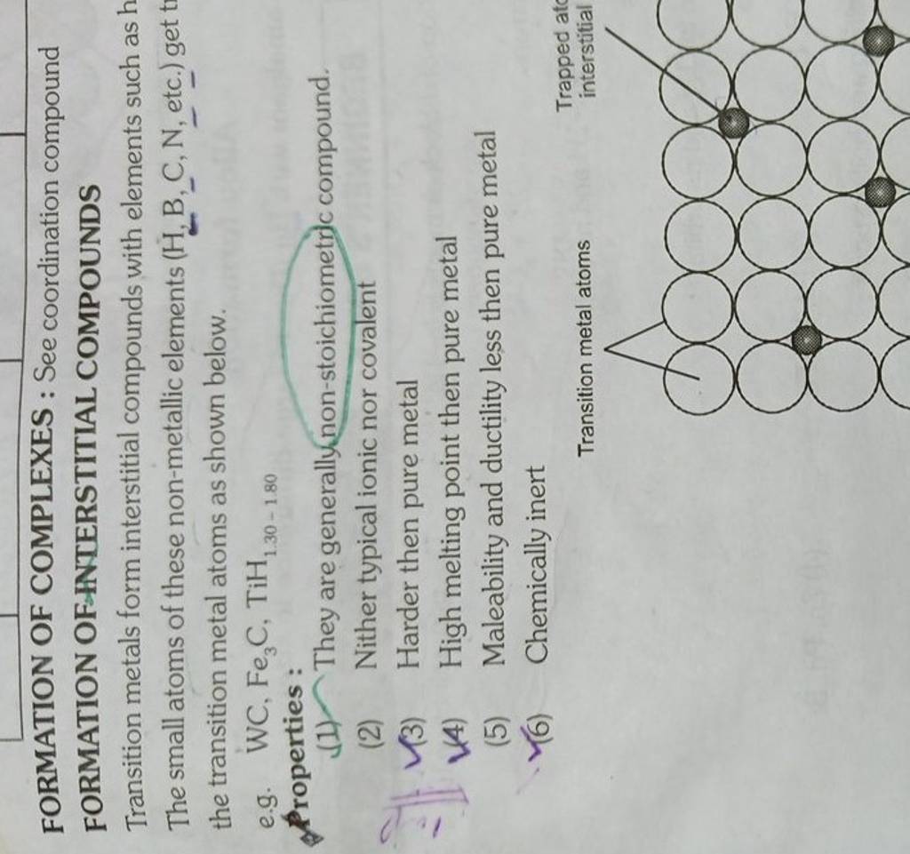 FORMATION OF COMPLEXES : See coordination compound FORMATION OF.INTERSTIT..