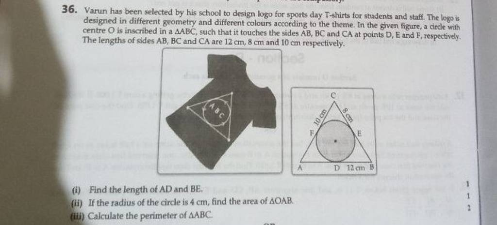 36. Varun has been selected by his school to design logo for sports day T..