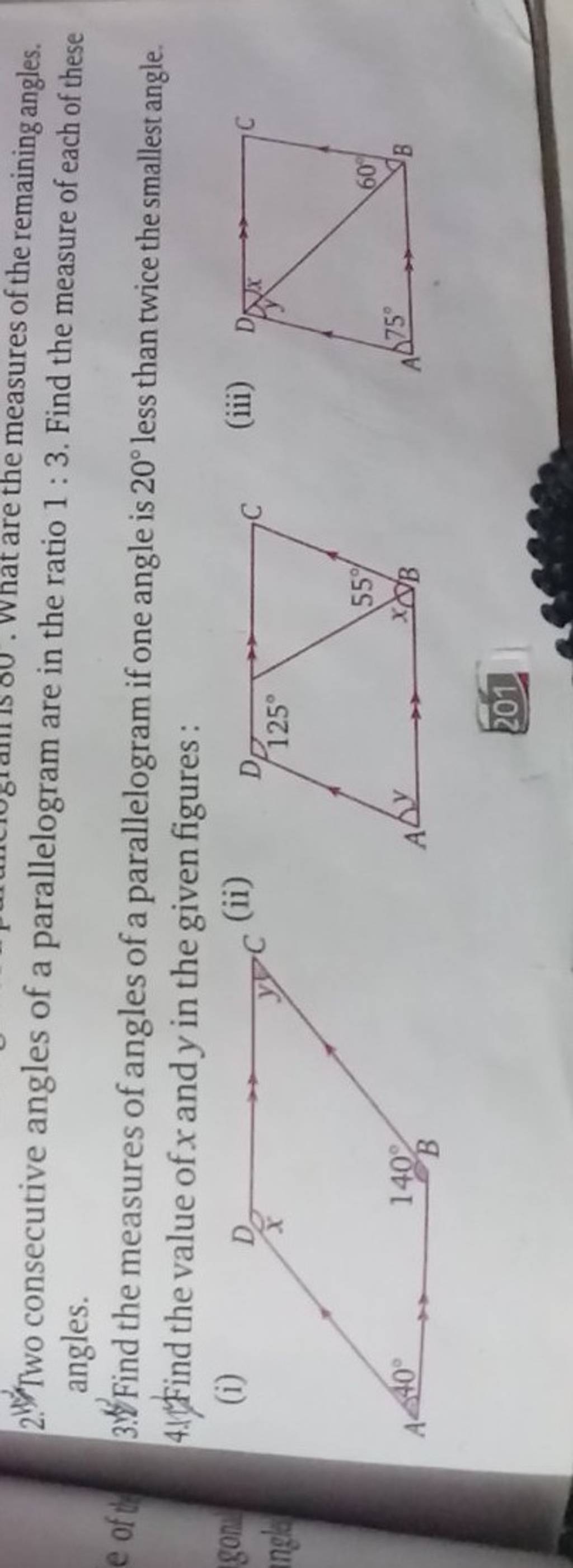 2 Two Consecutive Angles Of A Parallelogram Are In The Are The Measures