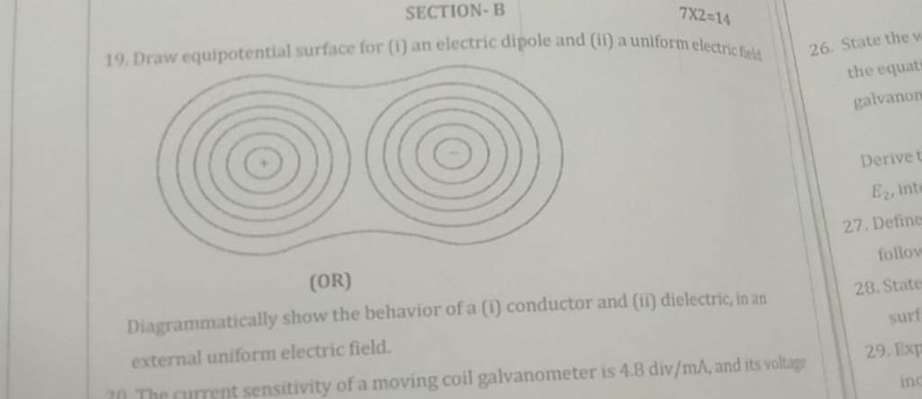 19 Draw Equipotential Surface For I An Electric Dipole And Ii A Unif