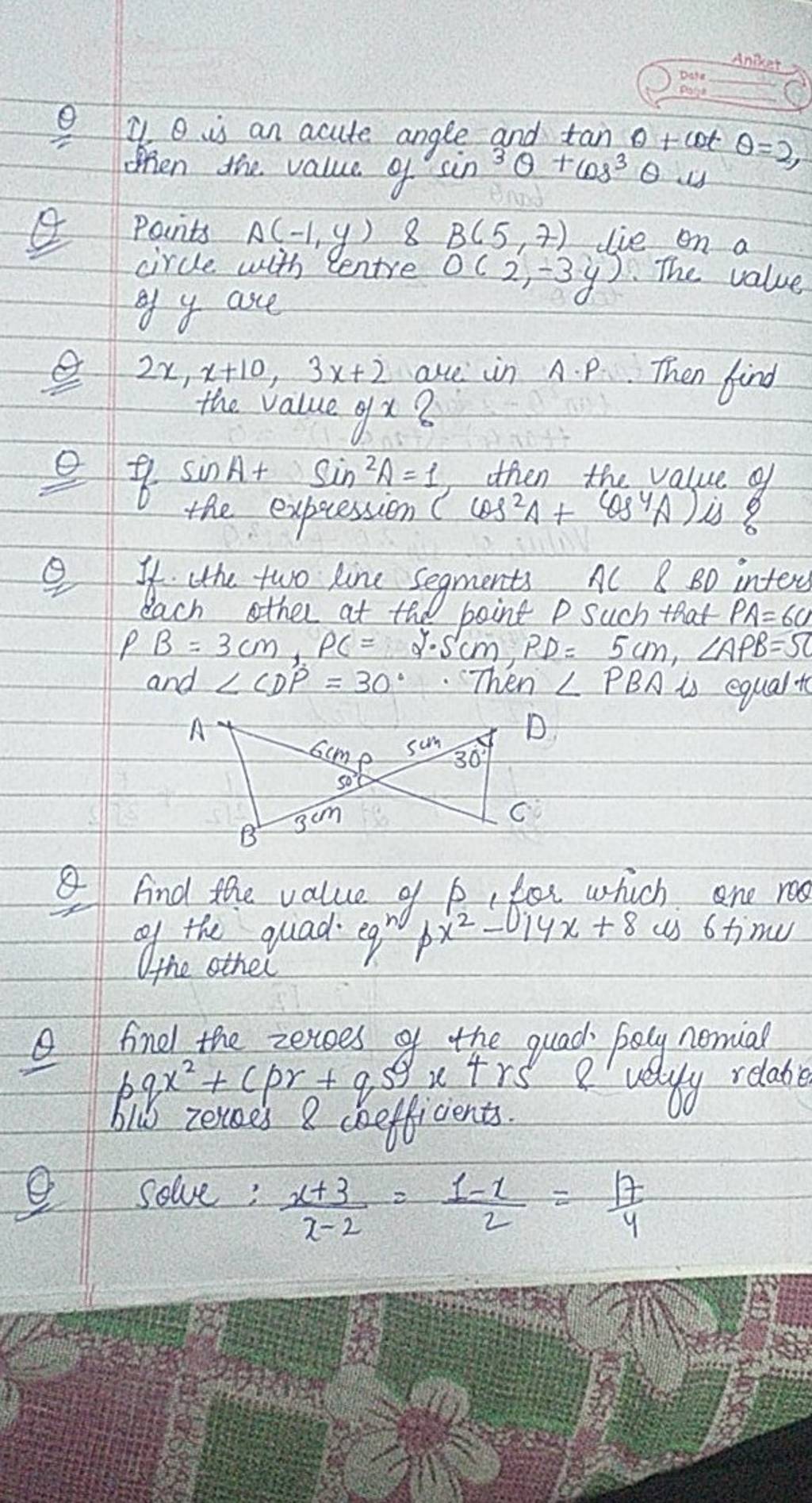 θ If θ is an acute angle and tanθ+cotθ=2, then the value of sin3θ+cos3θ i..