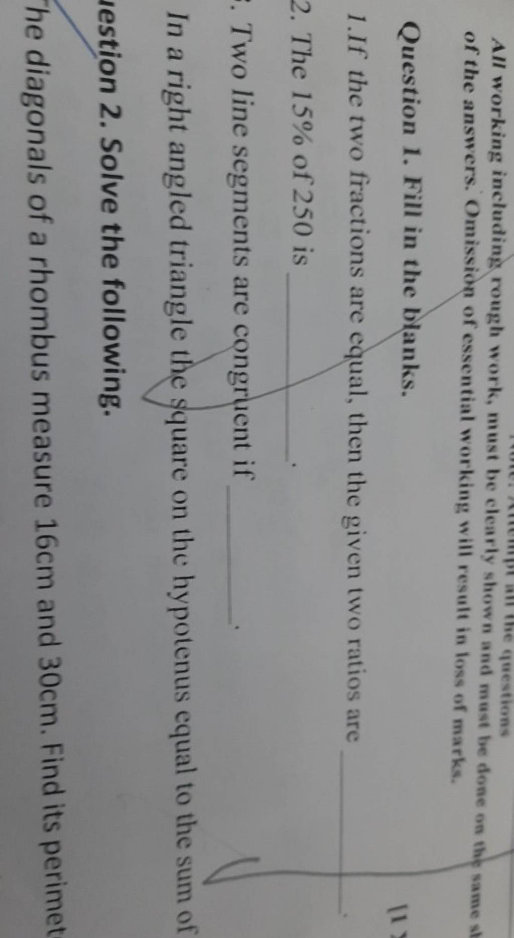 All working including rough work, must be clearly shown and must be done