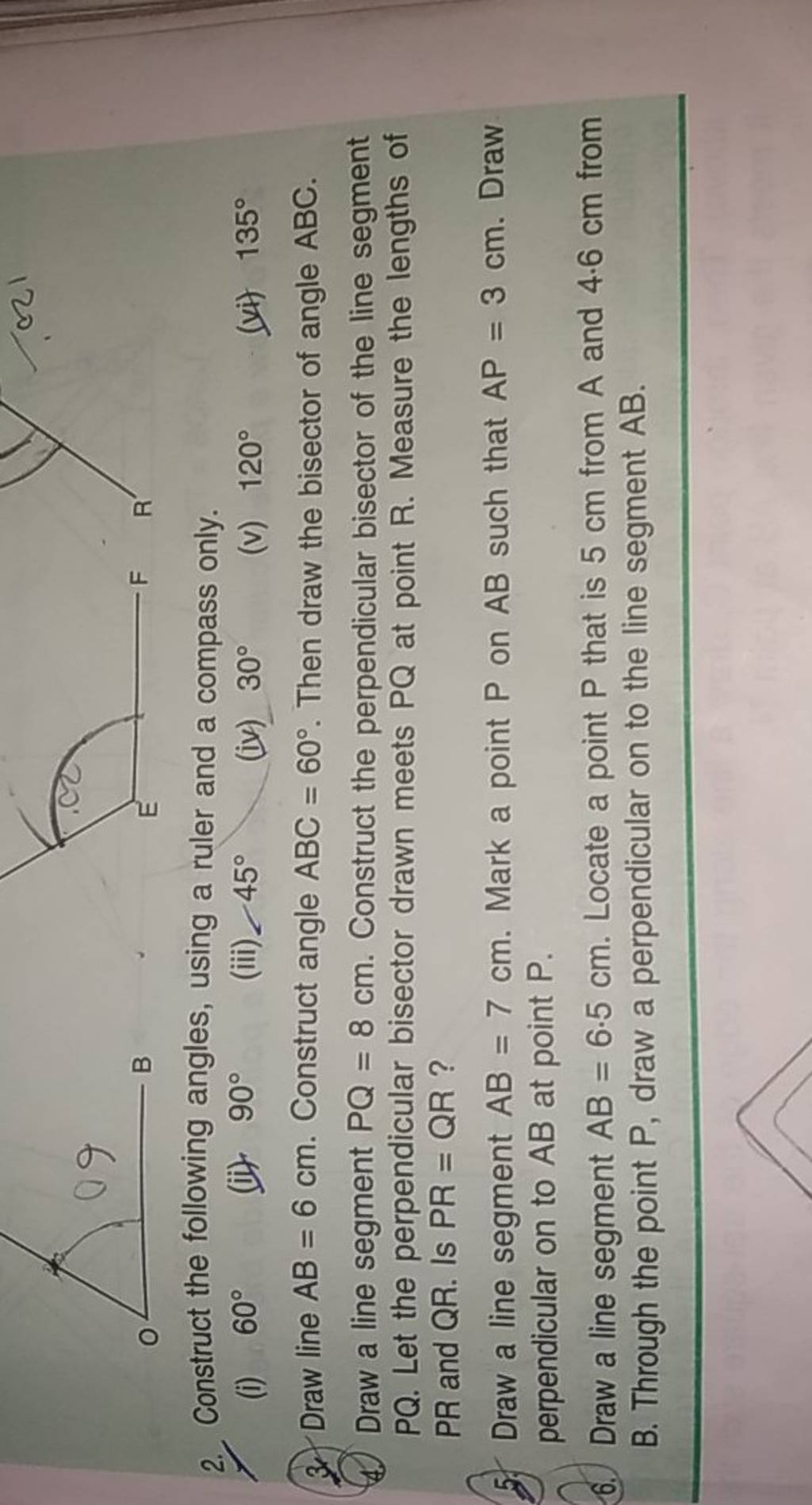 2. Construct the following angles, using a ruler and a compass only. (i)