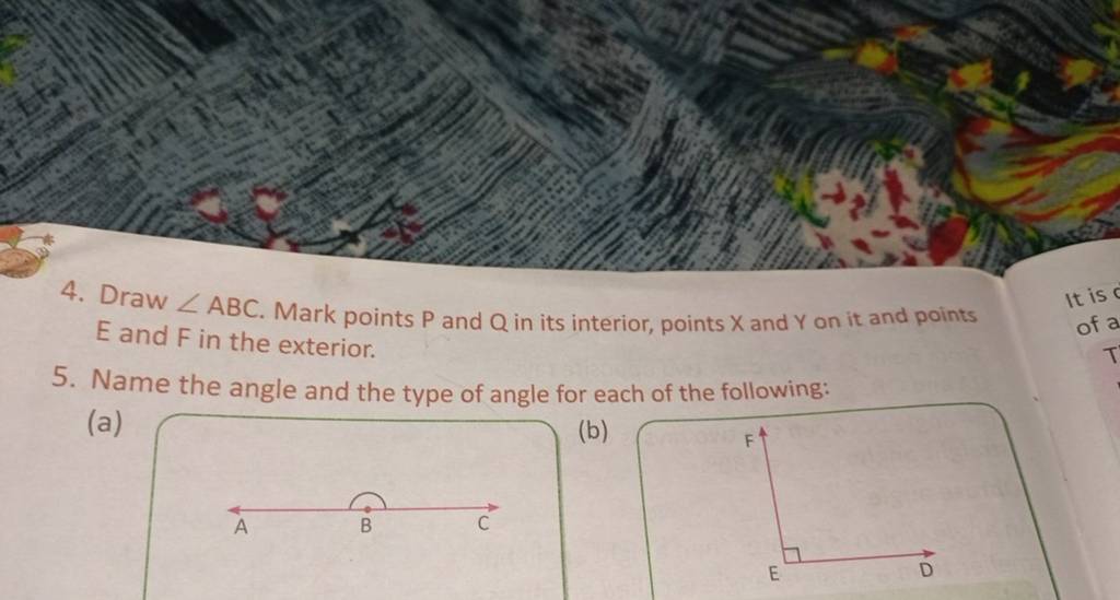 4. Draw ∠ABC. Mark points P and Q in its interior, points X and Y on it a..