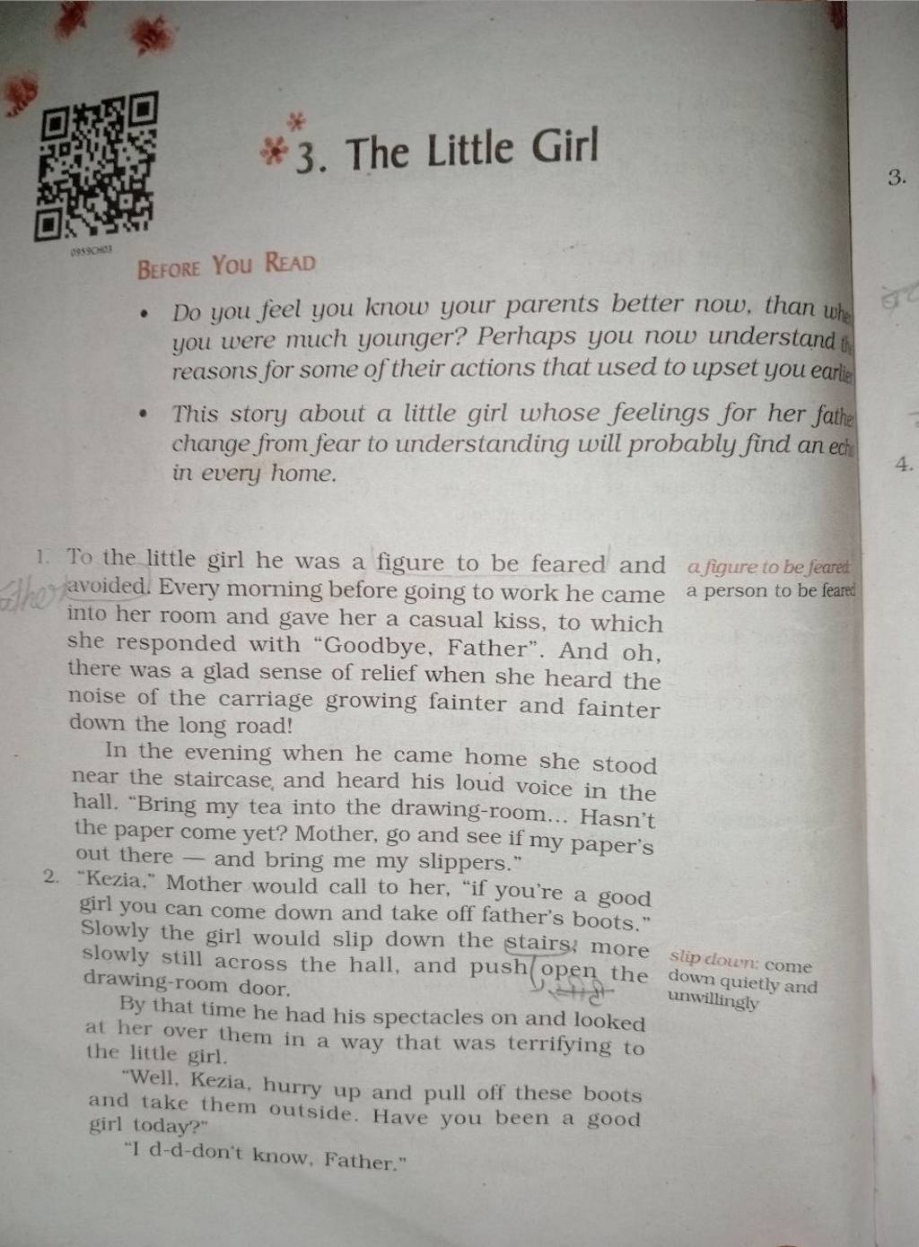 ∗3. The Little Girl BEFORE YOU READ - Do you feel you know your parents b..