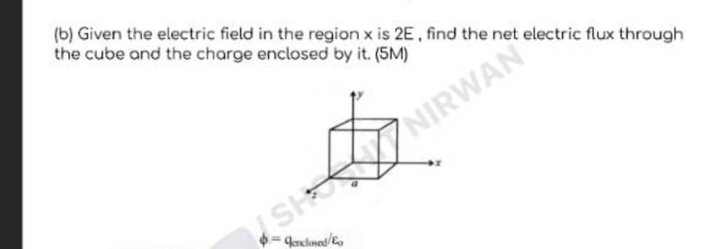 (b) Given the electric field in the region x is 2E, find the net electric..