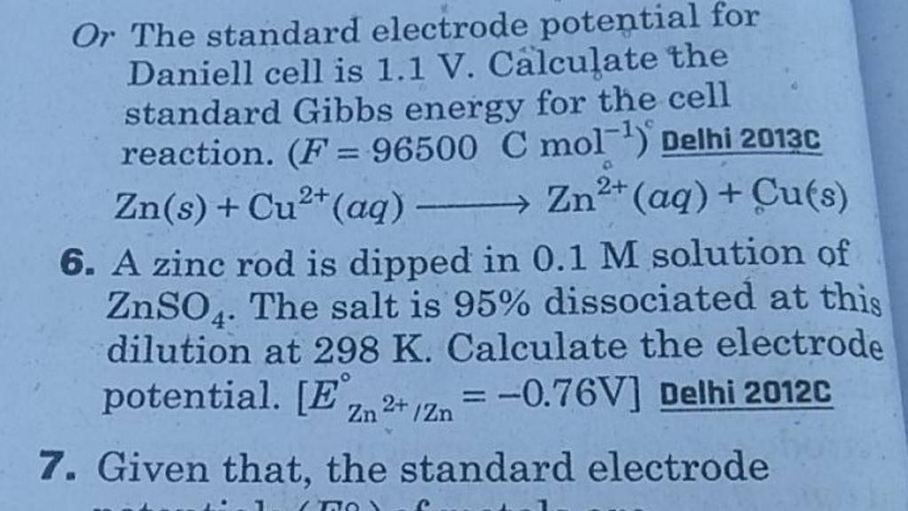 Or The Standard Electrode Potential For Daniell Cell Is 1 1 V Câlculate