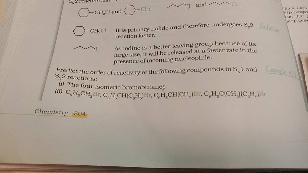 CH₂Cl and -CH₂Cl Chemistry 304 - CI: and CI It is primary halide and ther..
