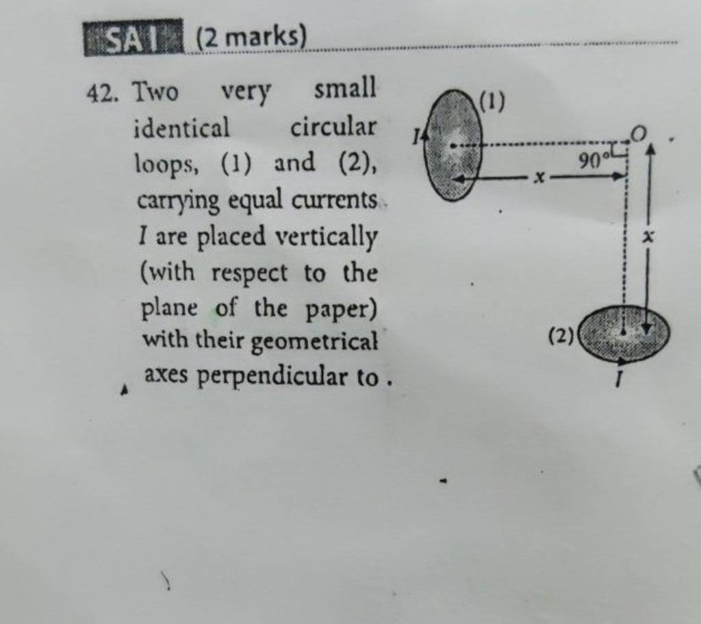 SAl (2 marks) 42. Two very small identical circular loops, (1) and (2), c..