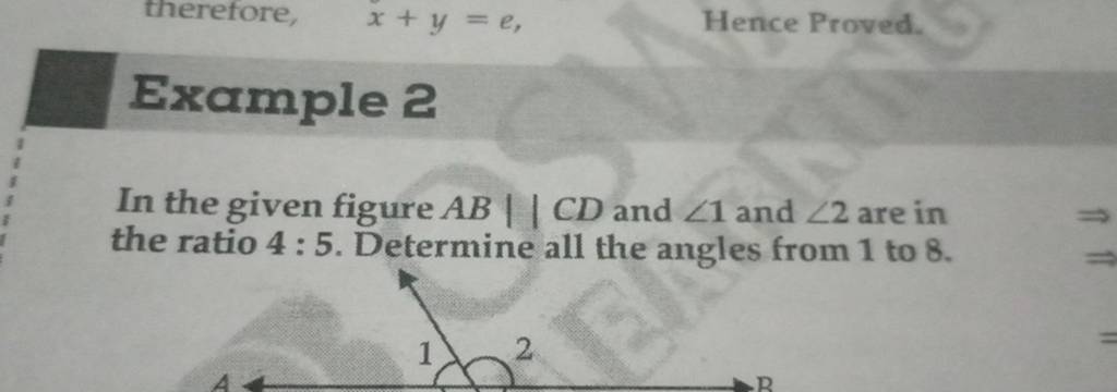 therefore, x+y=e, Hence Proved. Example 2 In the given figure AB∣∣CD and