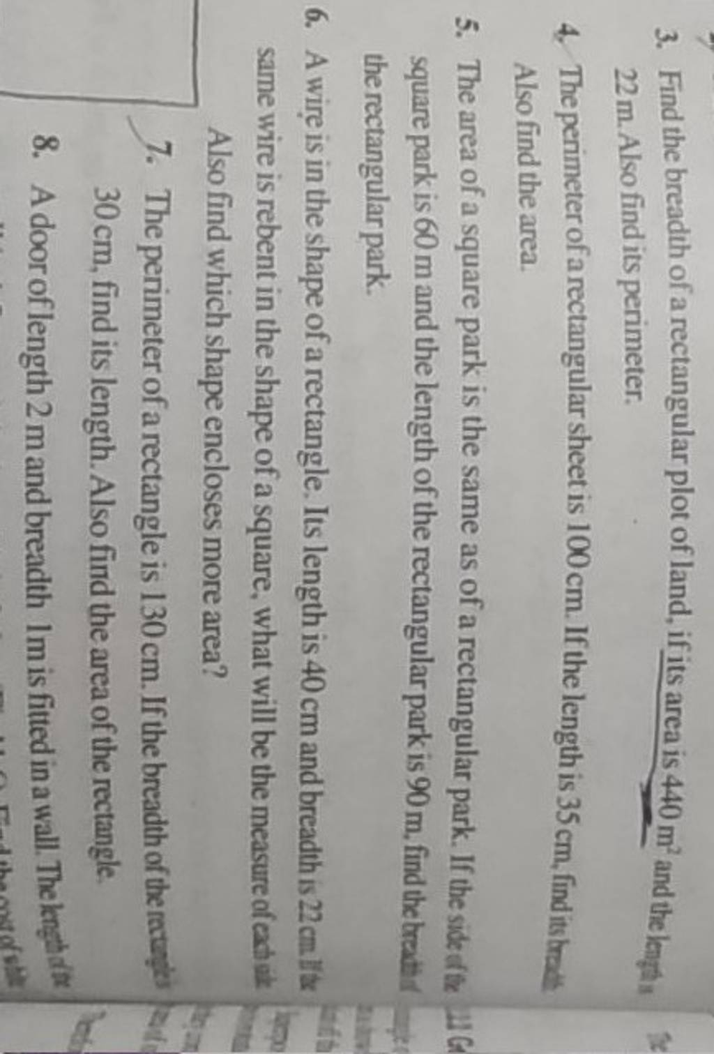 3. Find the breadth of a rectangular plot of land, if its area is 440 m2