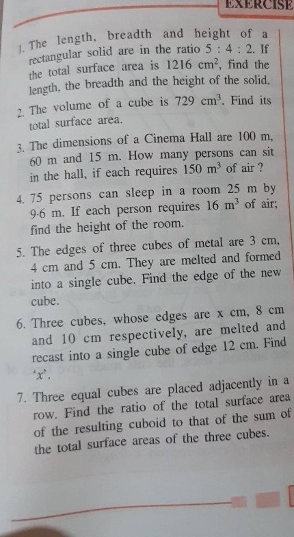 1. The length, breadth and height of a rectangular solid are in the ratio..