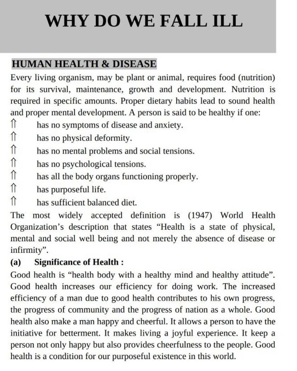 WHY DO WE FALL ILL HUMAN HEALTH \& DISEASE Every living organism, may be