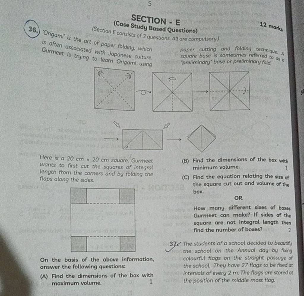 SECTION - E (Case Study Based Questions) (Section Econsists of 3 question..