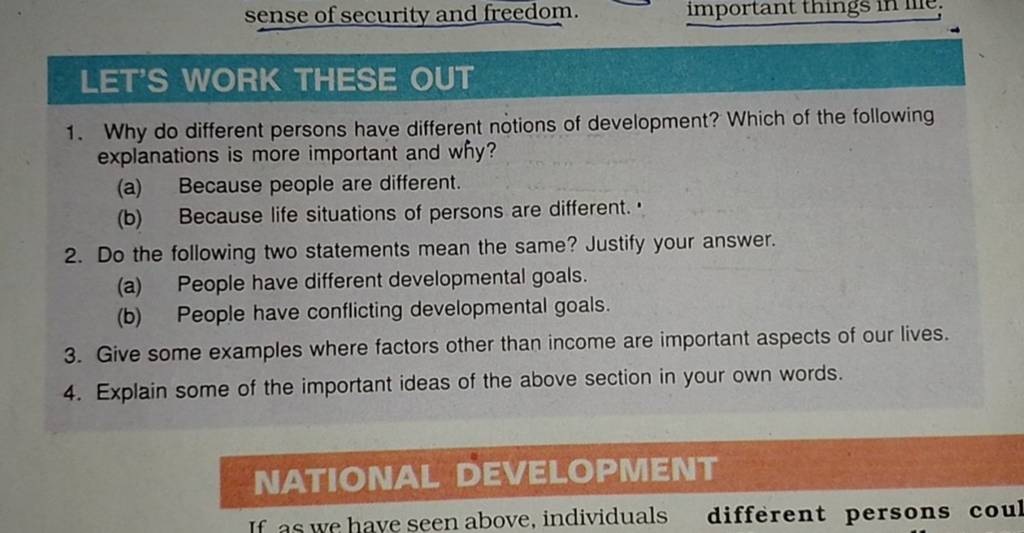 LET'S WORK THESE OUT 1. Why do different persons have different notions o..