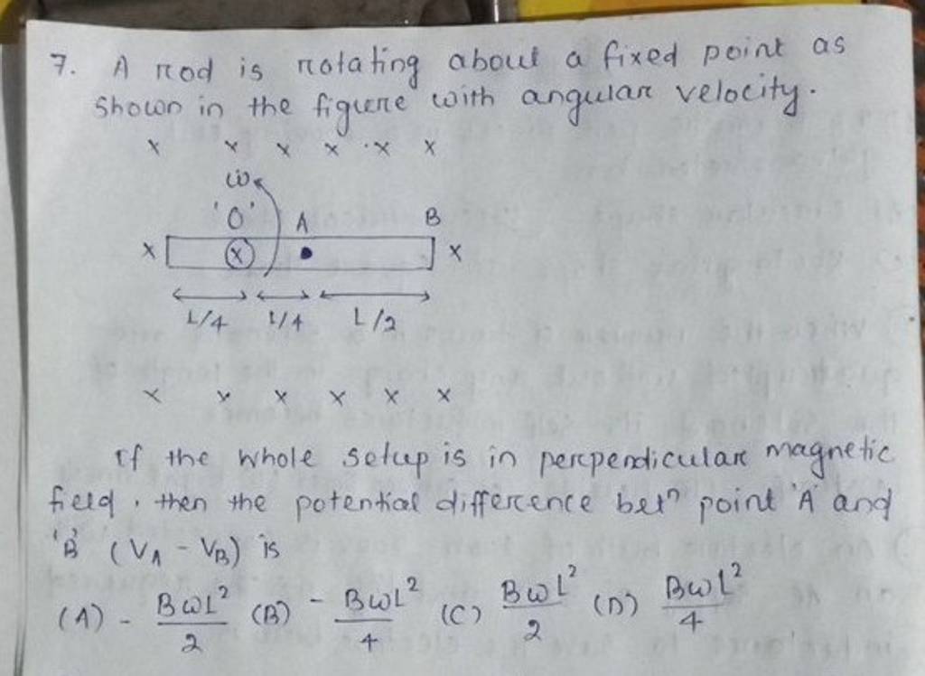 7. A rod is rotating about a fixed point as Shown in the figure with angu..