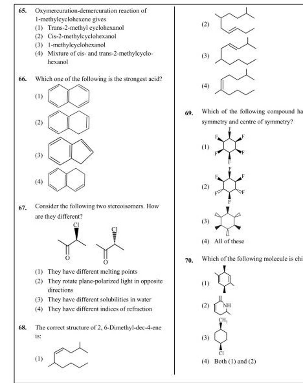 65 Oxymercuration Demercuration Reaction Of I Methylcyclohexene Gives 1