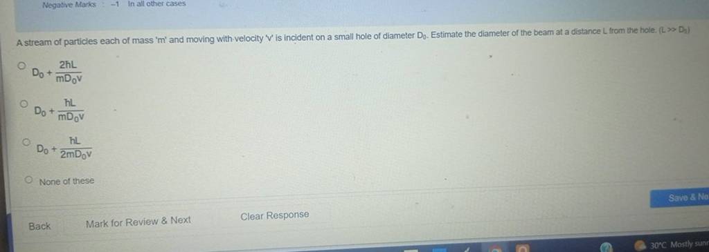 A stream of particles each of mass ' m ' and moving with velocity ' v ' i..