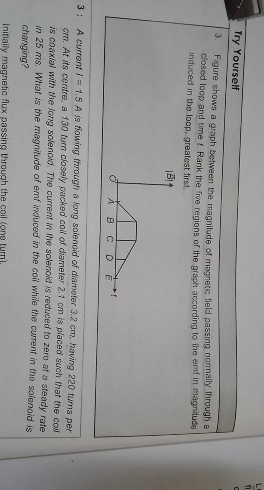 Try Yourself 3. Figure shows a graph between the magnitude of magnetic fi..