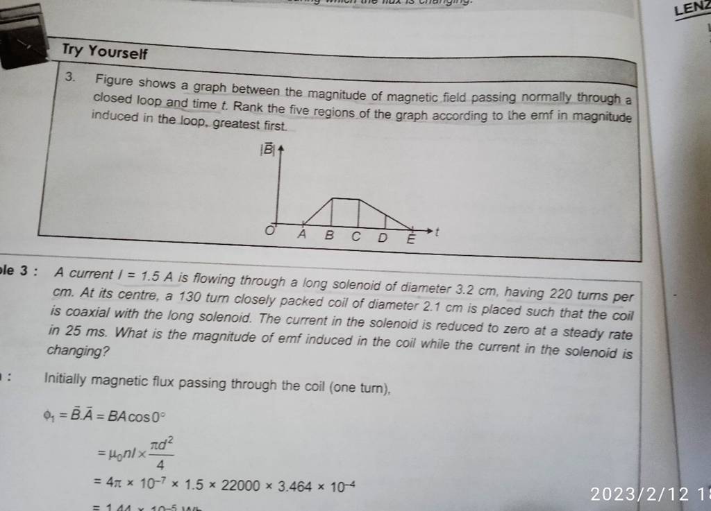 Try Yourself 3. Figure shows a graph between the magnitude of magnetic fi..