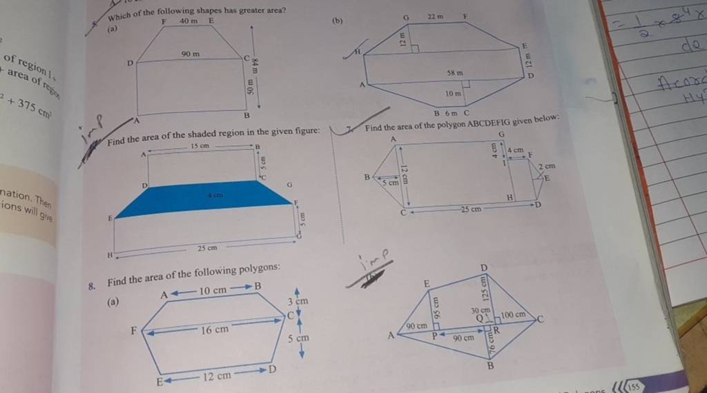 Find the area of the shaded region in the given figure: Find the area of
