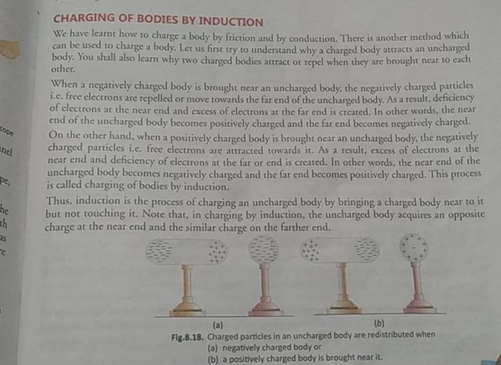 CHARGING OF BODIES BY INDUCTION We have learnt how to charge a body by fr..