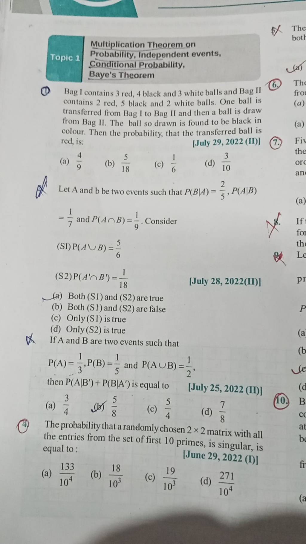 Multiplication Theorem on Probability, Independent events, Conditional Pr.. Multiplication Theorem on Probability, Independent events, Conditional Pr..