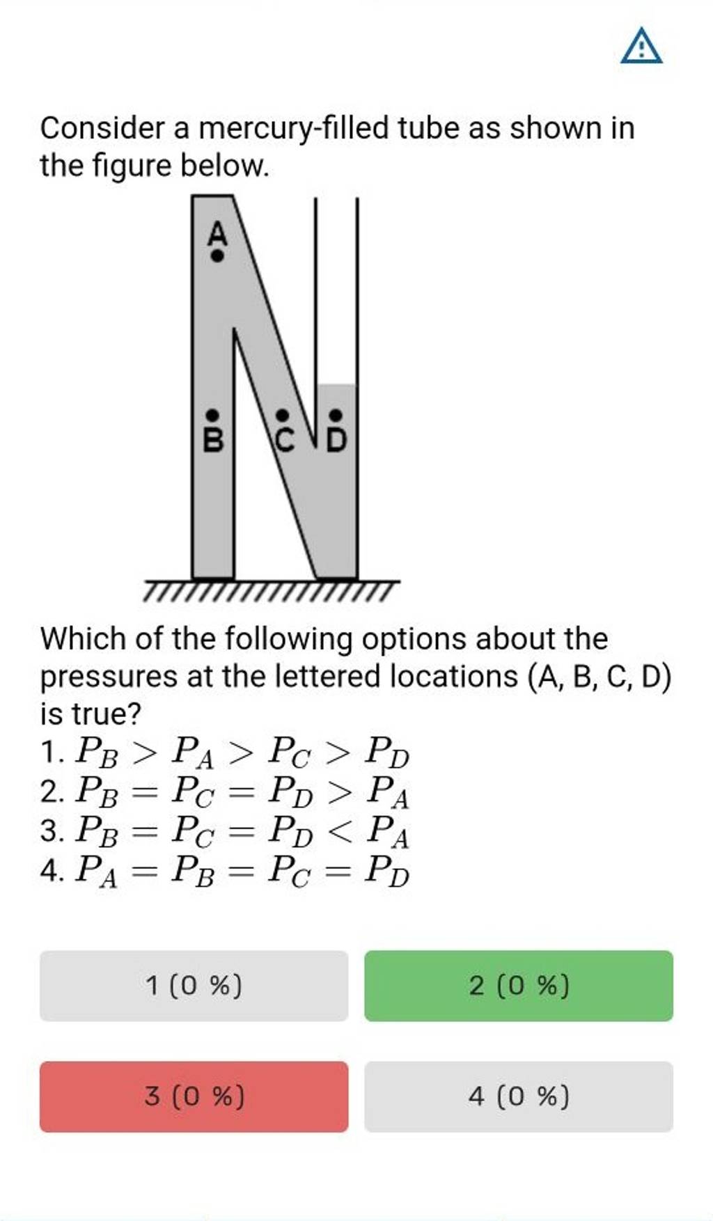 Consider a mercury-filled tube as shown in the figure below. Which of the..