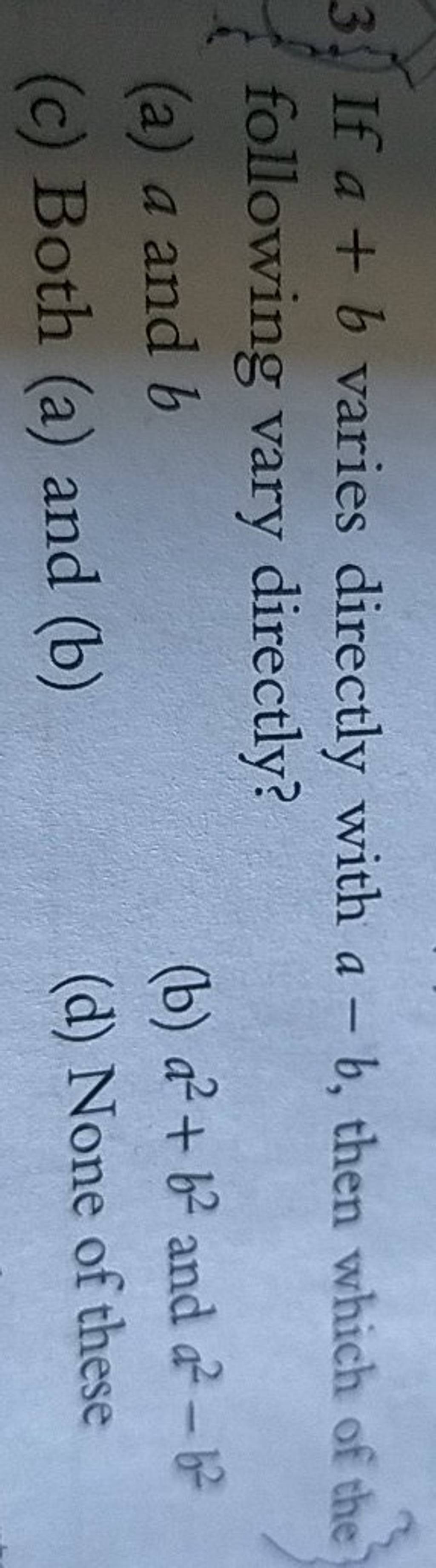 3 If A B Varies Directly With A−b Then Which Of The Following Vary Dire