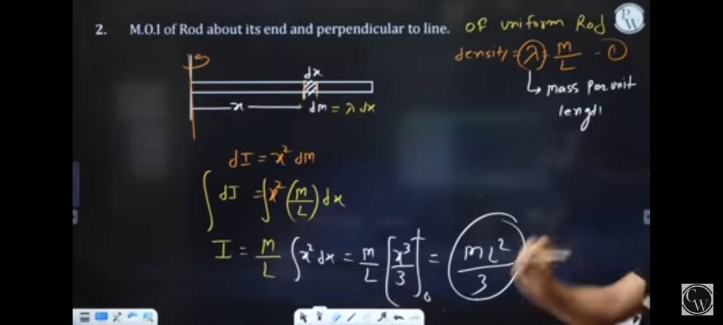 2. M.0.I of Rod about its end and perpendicular to line. of uni form Rod