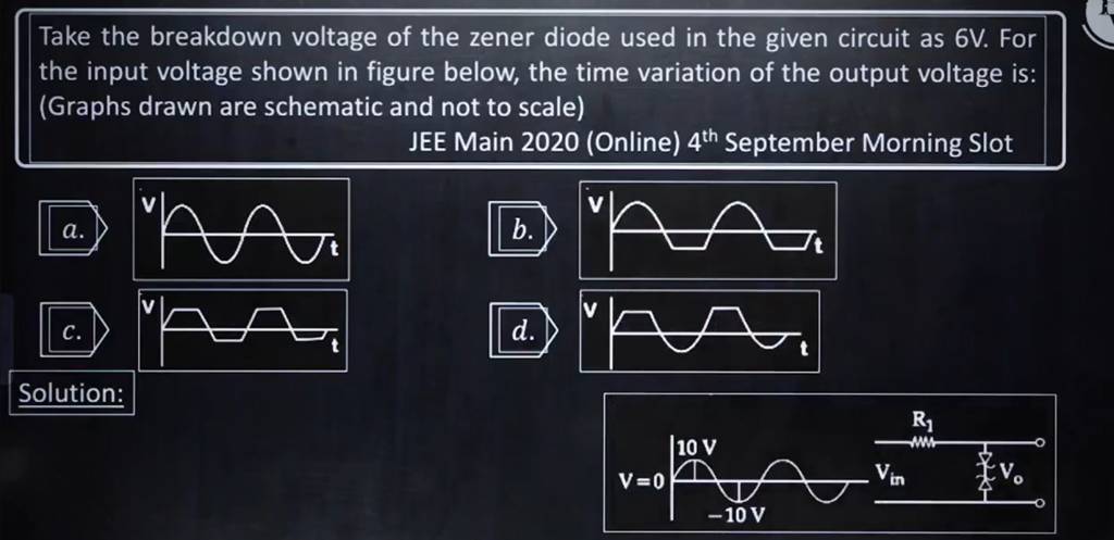 Take the breakdown voltage of the zener diode used in the given circuit a..
