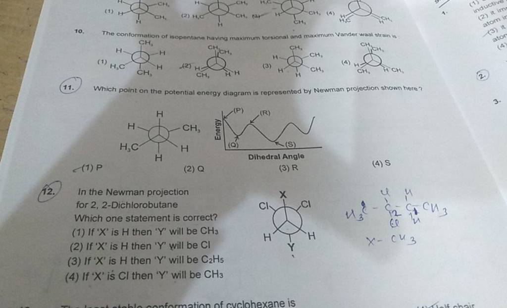 The conformation of isopentane having maximum torsional and maximum Vande..