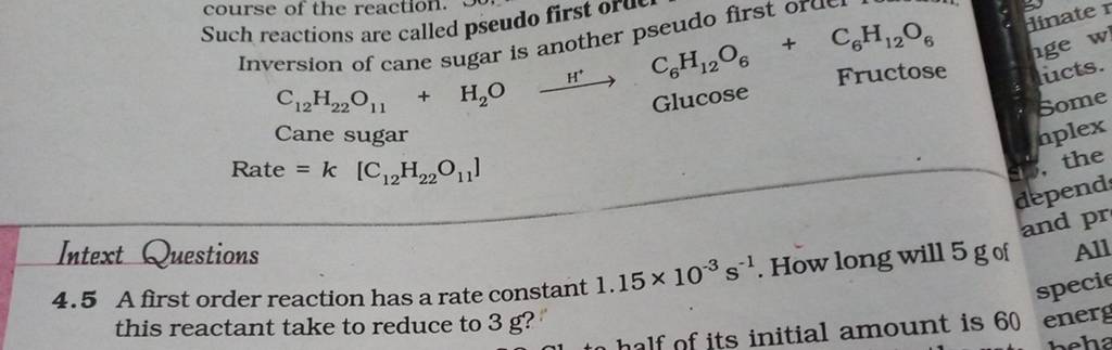 Course of the reac Inversion of cane sugar is another pse H12 O6 +C6 H12