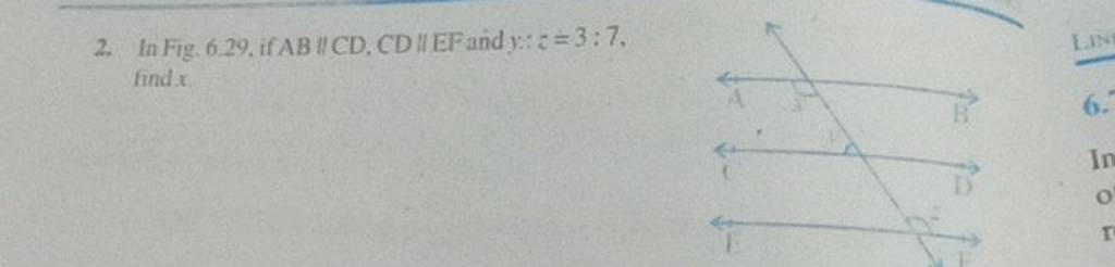 2 In Fig 6 29 If Ab∥cd Cd∥ef And Y Z 3 7 Find X Filo