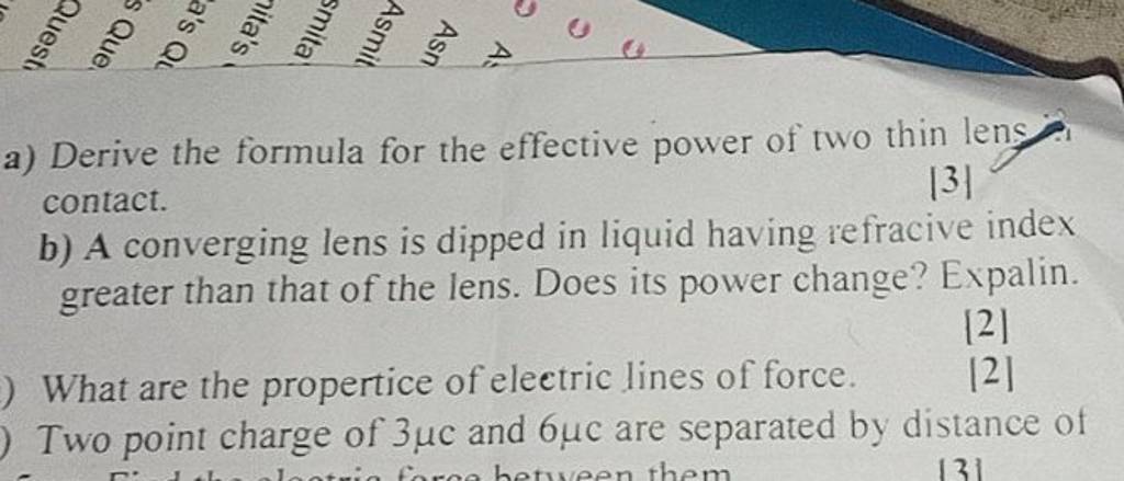 a) Derive the formula for the effective power of two thin lens contact.