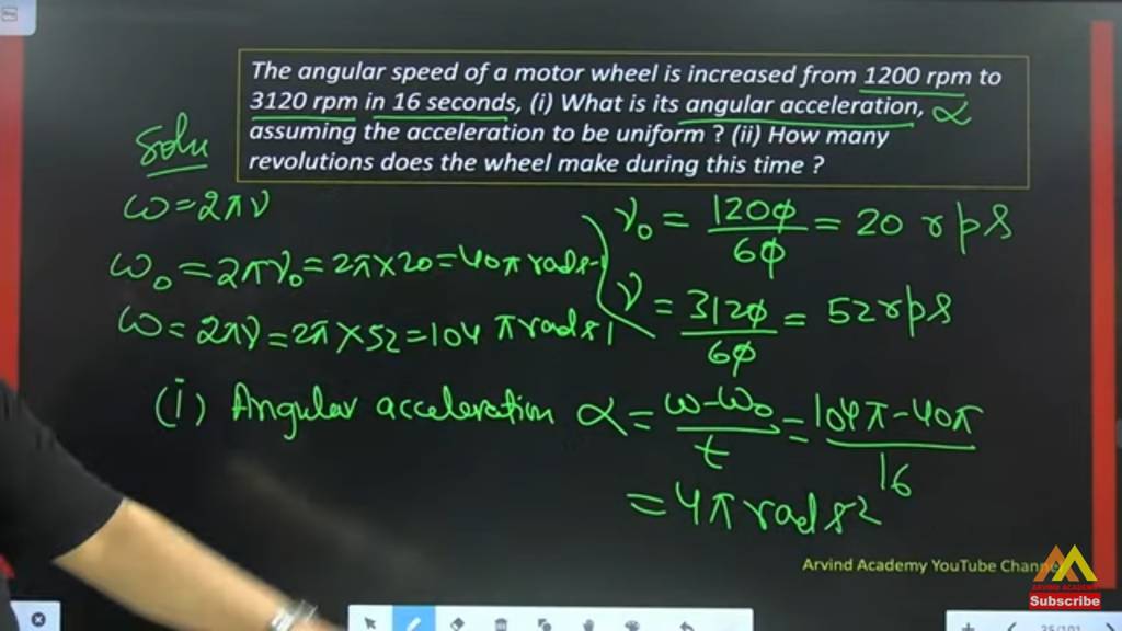 The Angular Speed Of A Motor Wheel Is Increased From 1200rpm To 3120rpm I