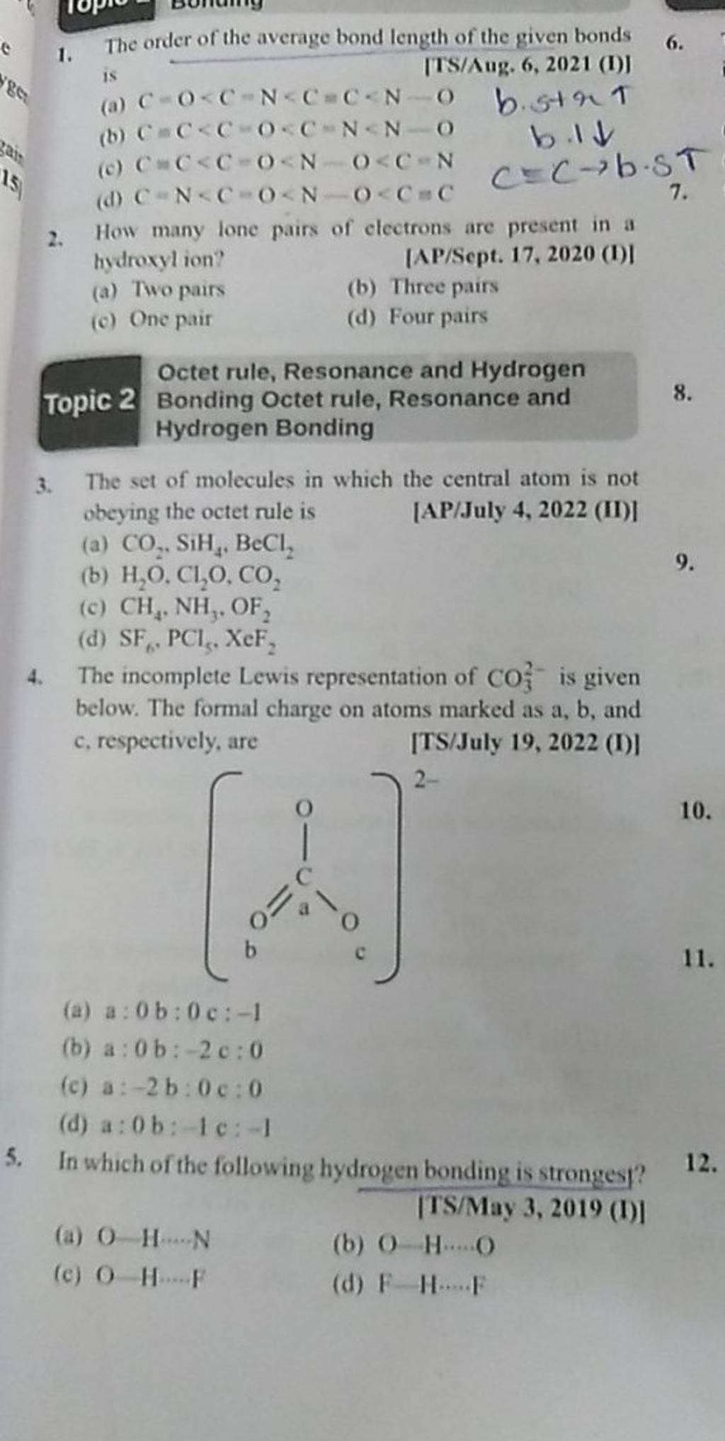 The incomplete Lewis representation of CO32− is given below. The formal