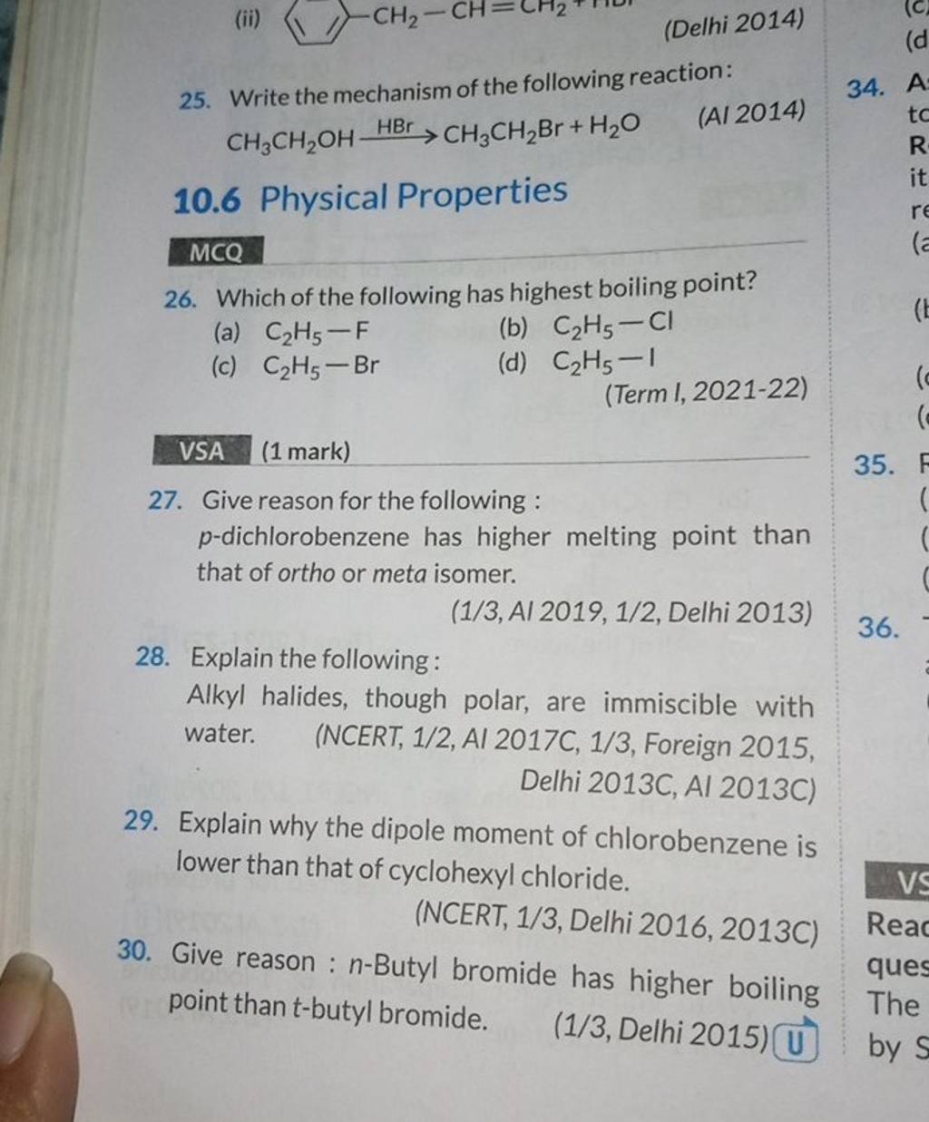 Write the mechanism of the following reaction: CH3 CH2 OH HBr CH3 CH2 Br+..