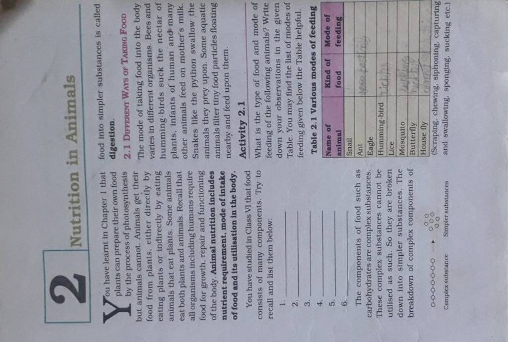Nutrition in Animals ou have learnt in Chapter 1 that food into simpler s..