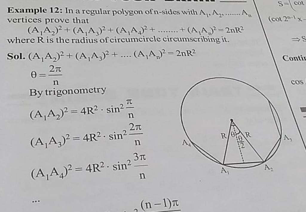 Example 12: In a regular polygon of n-sides with A1 ,A2 ,…….An vertices