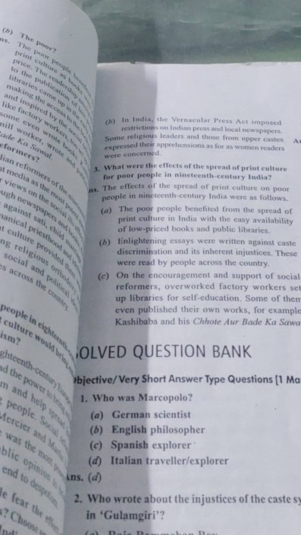 What were the effects of the spread of print culture for poor people in n..