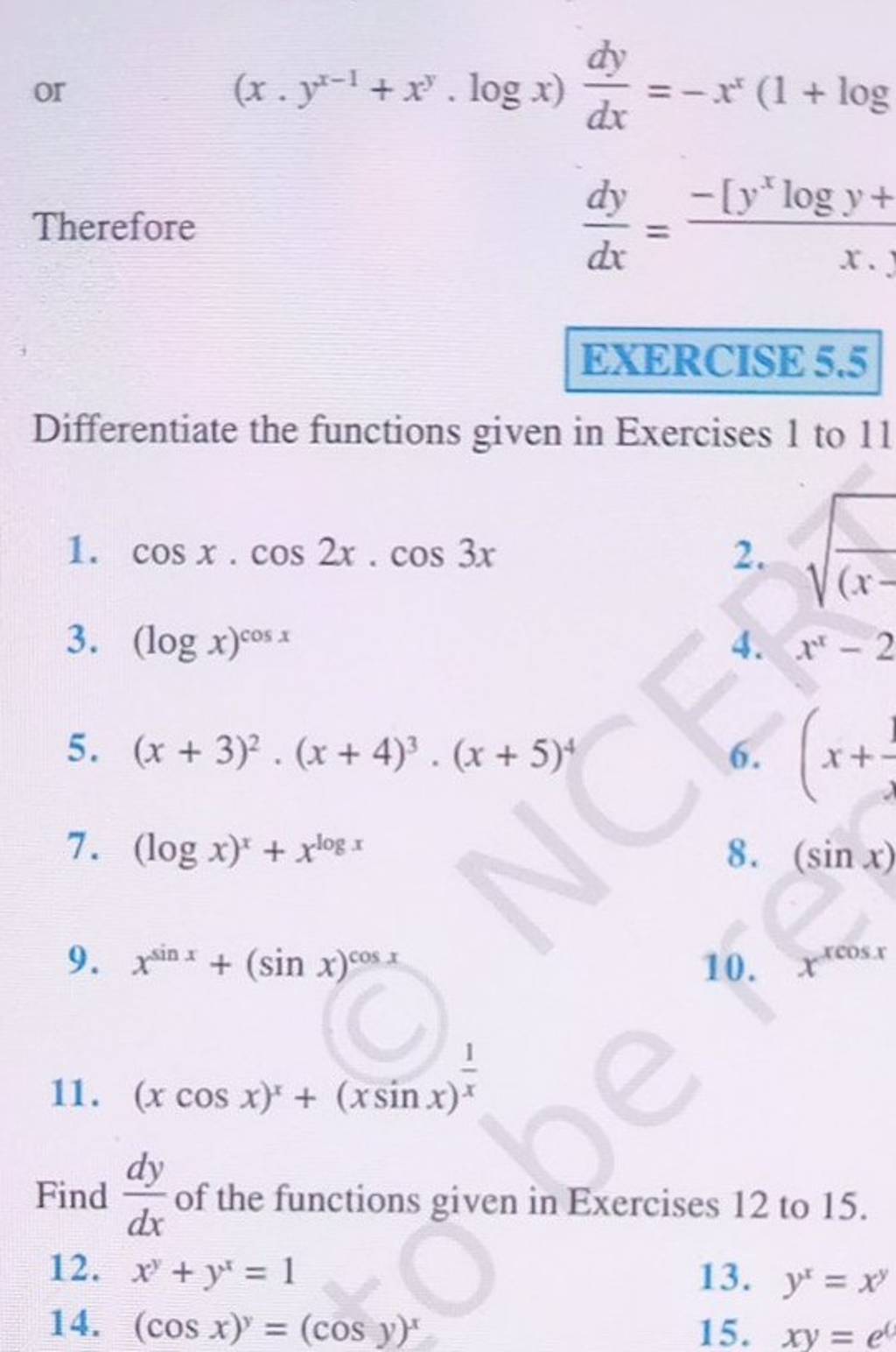 or \[ \begin{array}{r} \left(x \cdot y^{x-1}+x^{y} \cdot \log x\right) \f..