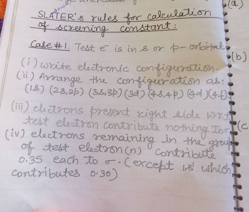 SLATER's rules for calculation of screening constant: Case \#1. Test e−is..