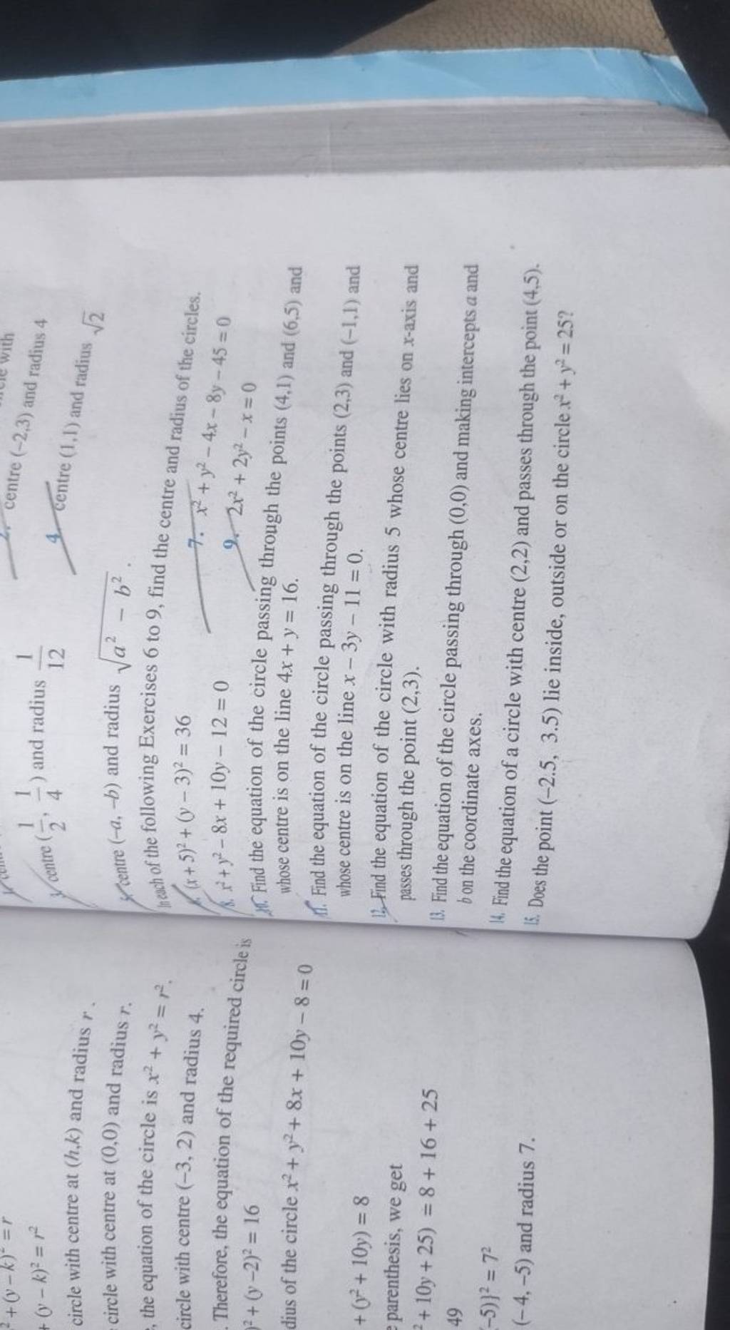 (y−k)2=r2 circle with centre at (h,k) and radius r. centre (21 ,41 ) and