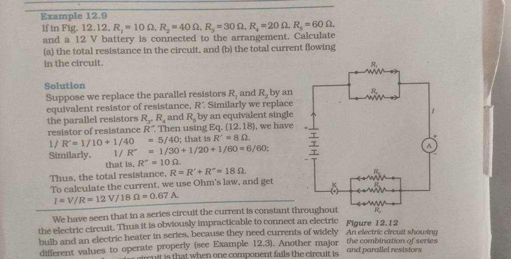 Example 12.9 If in Fig. 12.12, R1 =10Ω,R2 =40Ω,R3 =30Ω,R4 =20Ω,R5 =60Ω, a..