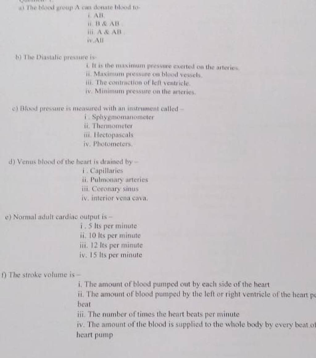 The stroke volume is - | Filo