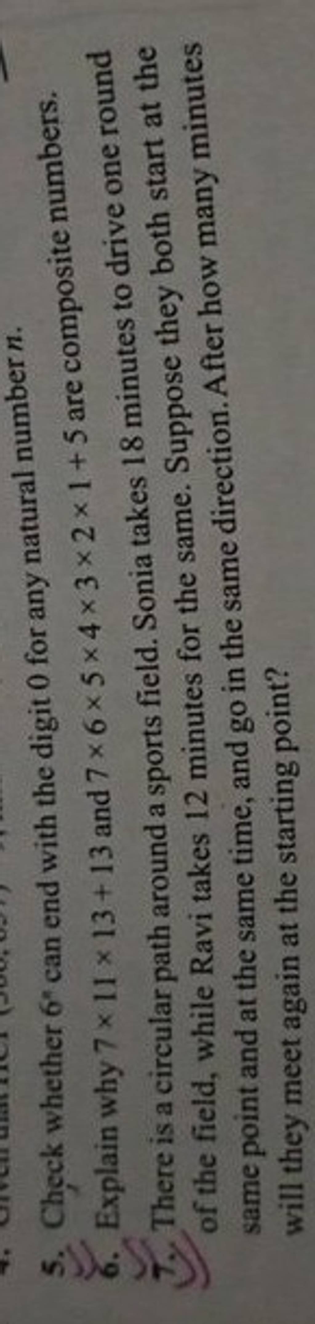 5. Check whether 6n can end with the digit 0 for any natural number n. 6...