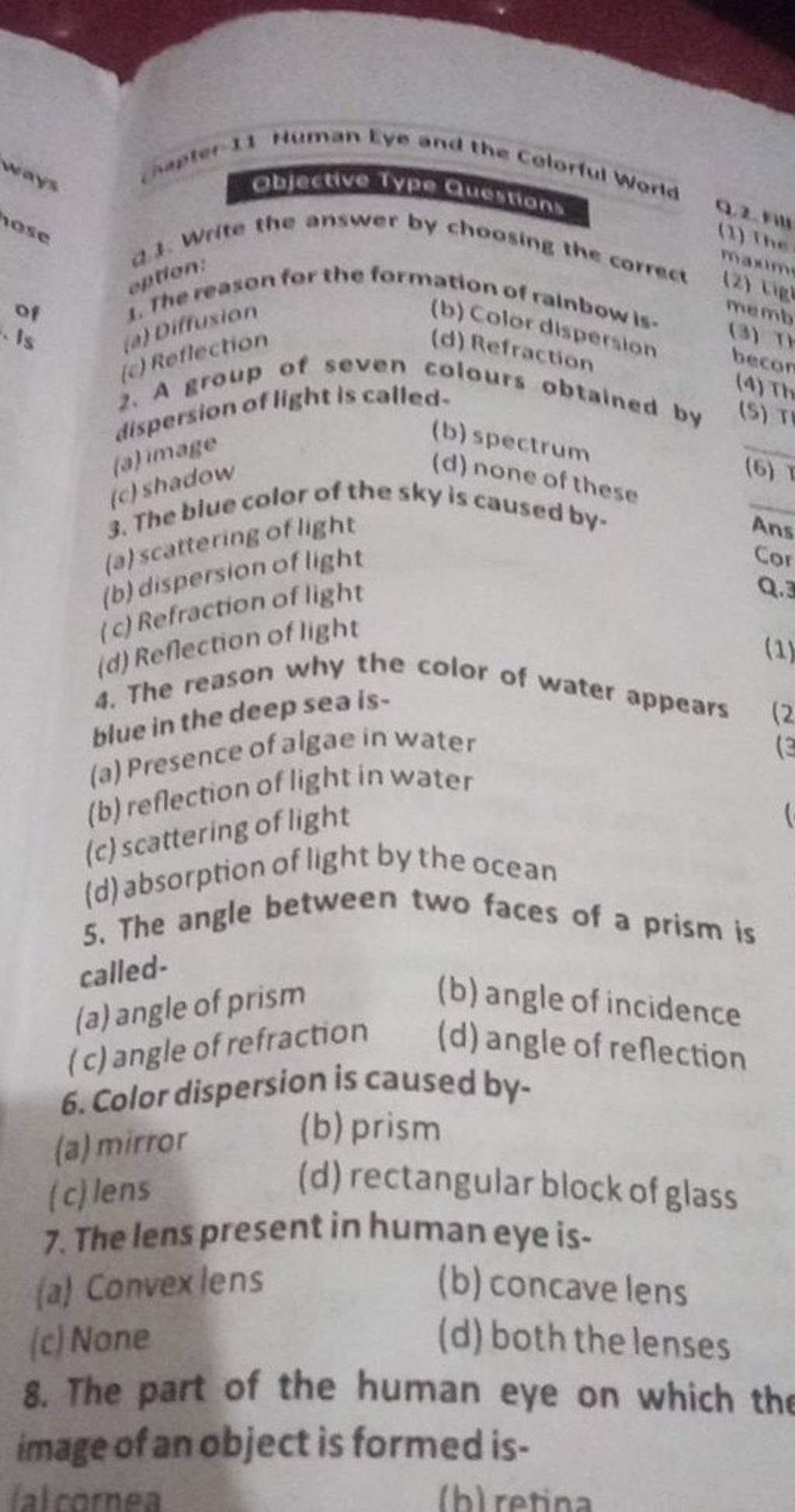 The reason why the color of water appears blue in the deep sea is- | Filo
