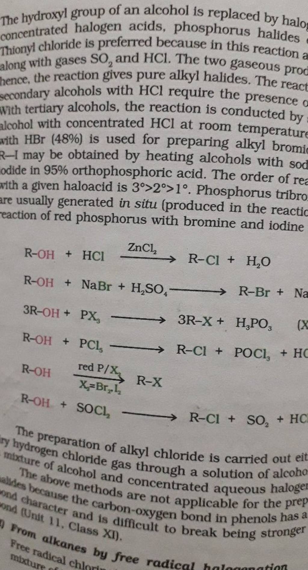 The Hydroxyl Group Of An Alcohol Is Replaced By Halo Concentrated Halogen
